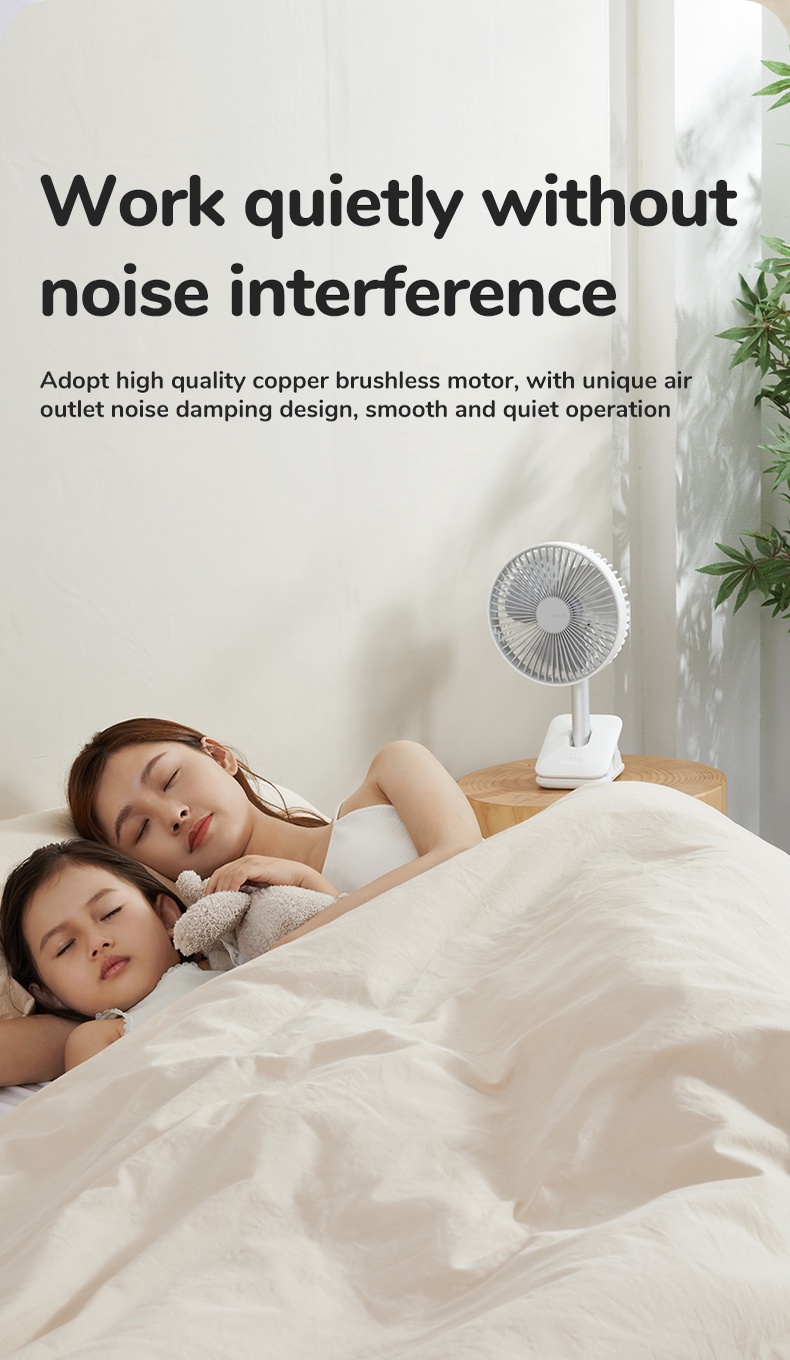 JisuLife Clip Table Fan 8000mAh Portable Fan Shaking Head Mute Desktop ...