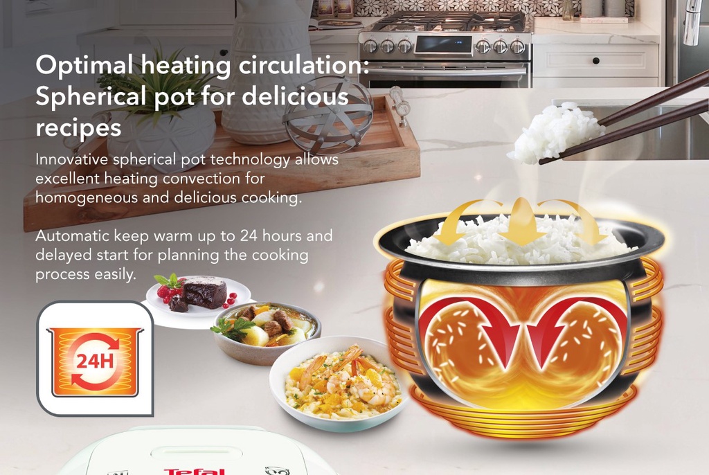 Tefal Mini Fuzzy Spherical Pot Rice Cooker 0.7L RK6011 – 7 Programmes ...