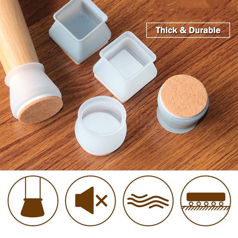 Silicone Chair Caps Table Foot Pads for Square Round Bottom Non-Slip ...