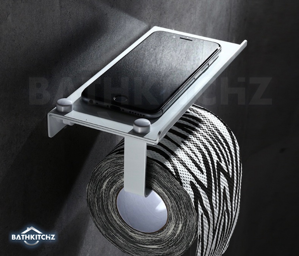 BATHKITCHZ White Aluminium Tissue Holders Toilet Paper Rack Bathroom ...