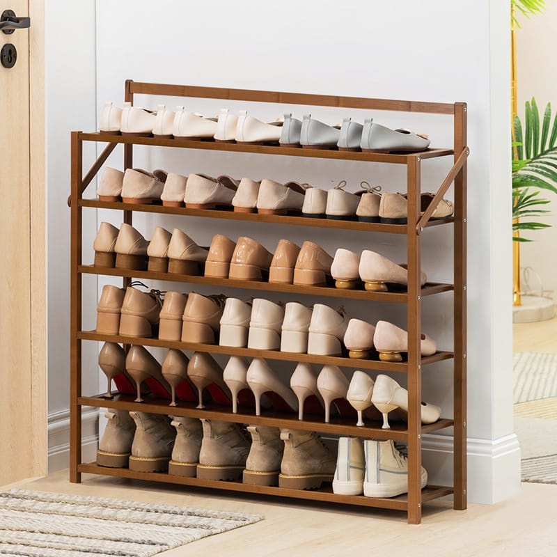 Installation Free Foldable Bamboo Shoe Rack Storage Shelves ...
