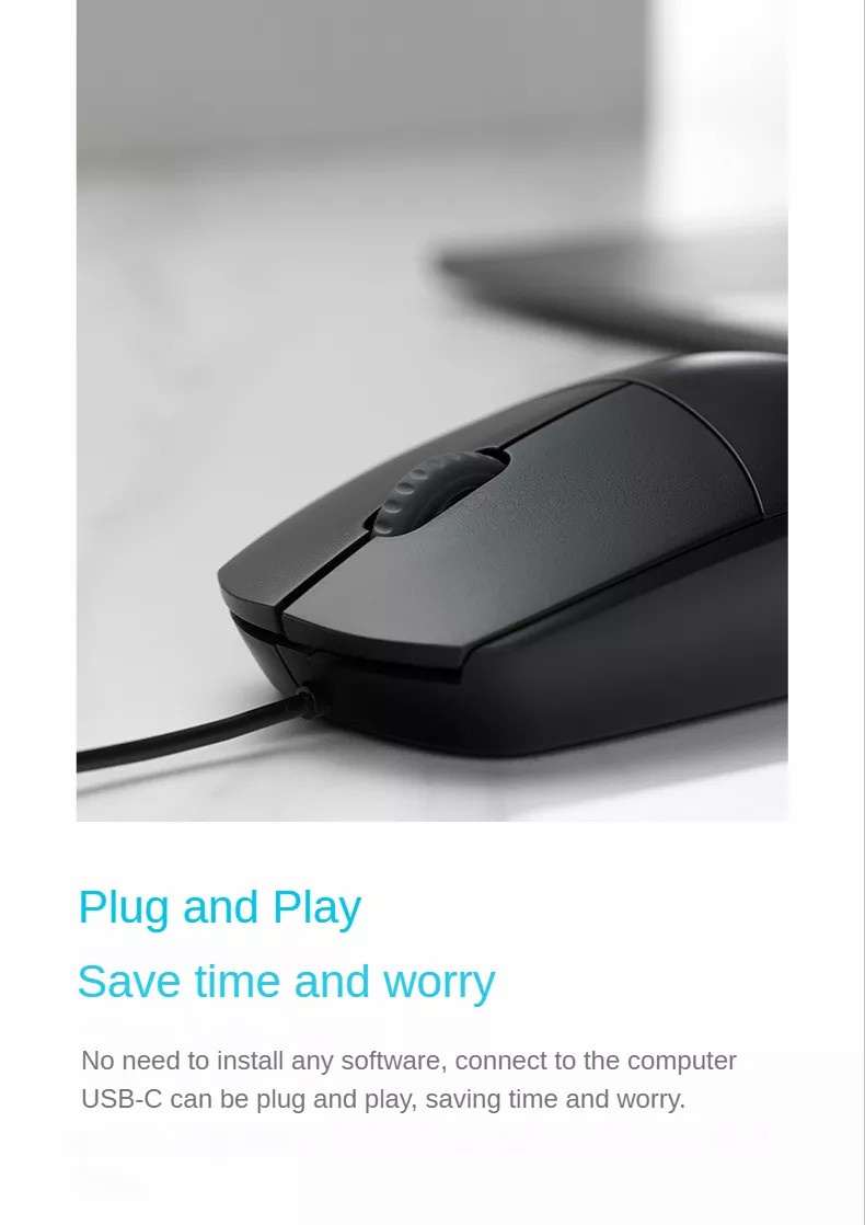 Rapoo N100C Type-C Wired Mouse | Shopee Singapore