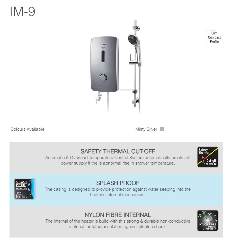 Alpha Instant Shower Heater (ALPHA IMPRESS 9 - RAIN SHOWER SET ...