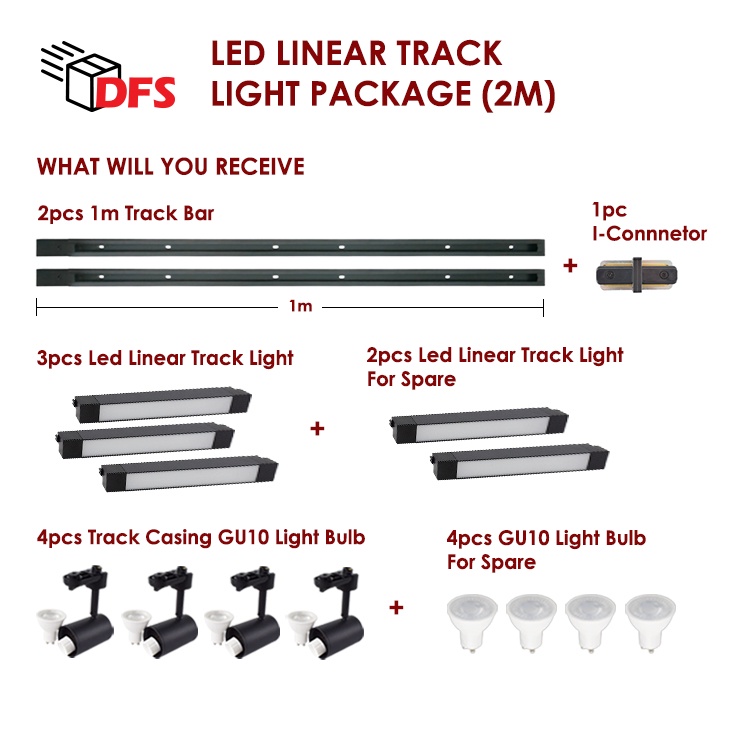 DFS LED LIGHT LED Linear Track Light 3pcs with Track Light 4 pcs 2m ...
