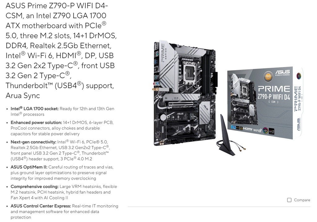 ASUS Prime Z790-P Z790P Z790 P WIFI D4-CSM, LGA 1700 ATX motherboard ...