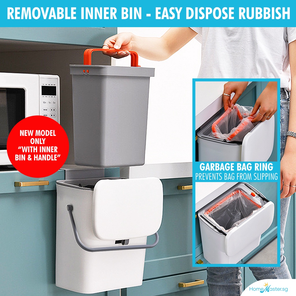 [SG Ready Stock] Hanging Dustbin with Cover*With or w/o Inner Bin with ...