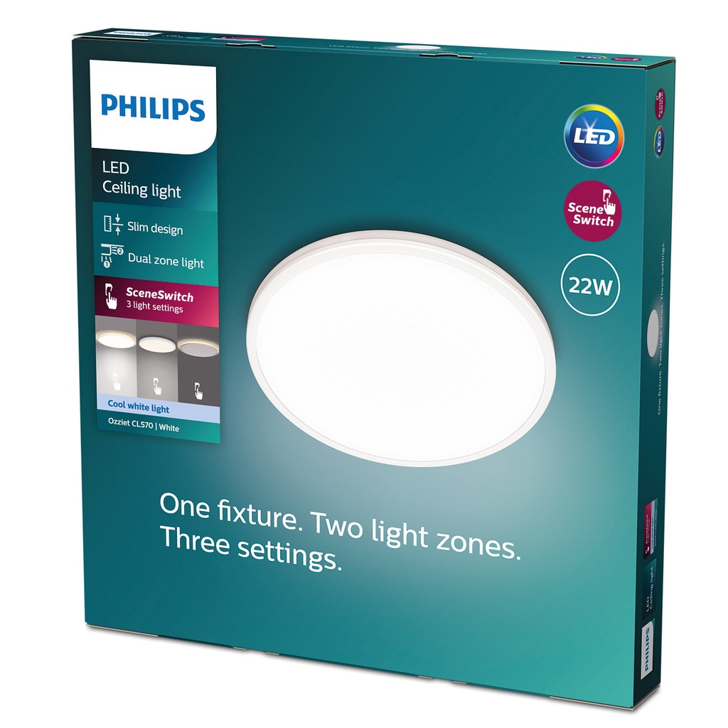 Philips Ozziet CL570 LED 22W 4000K Cool White Ceiling Light | Shopee ...