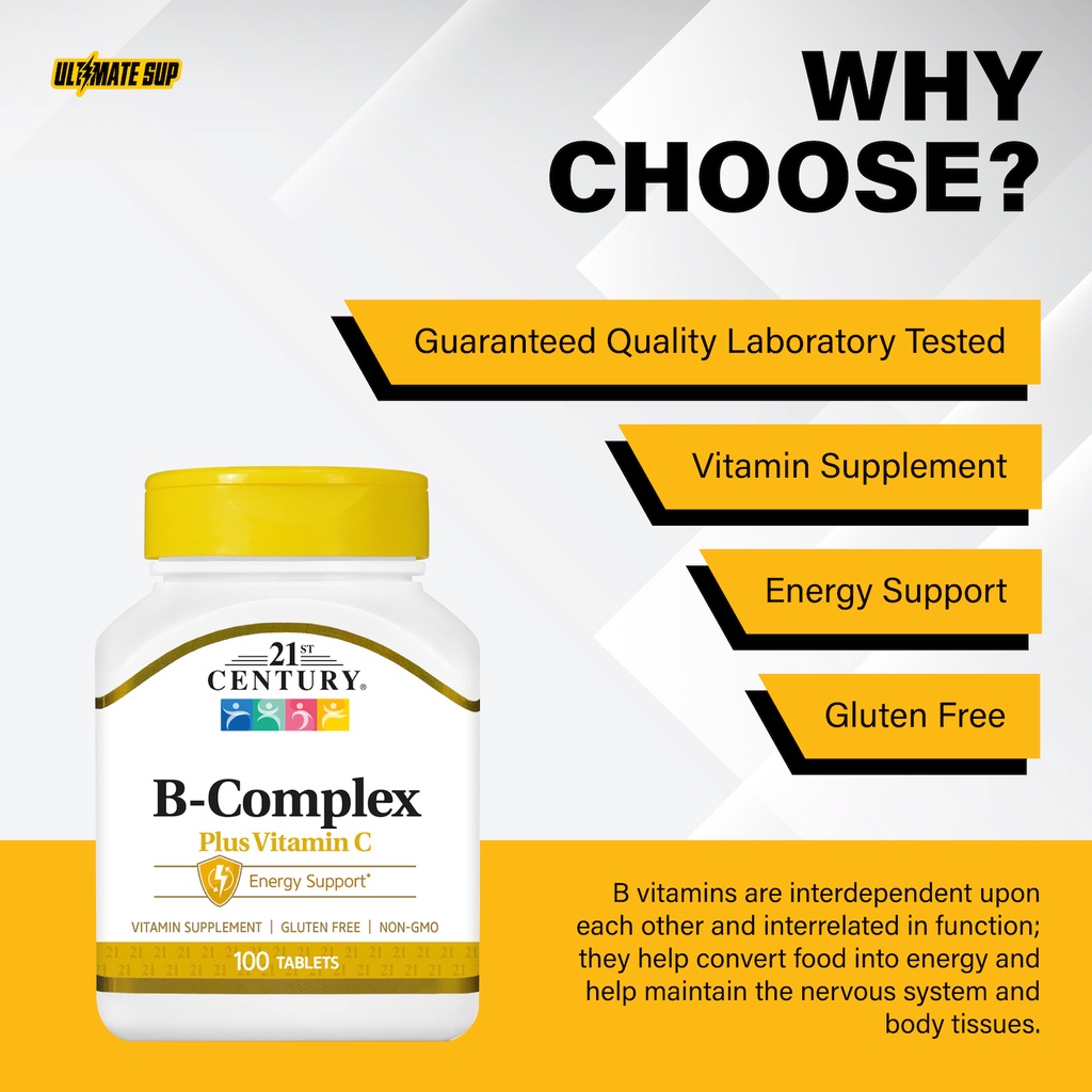 21st Century, B Complex Plus Vitamin C, Energy Support, Vitamin ...
