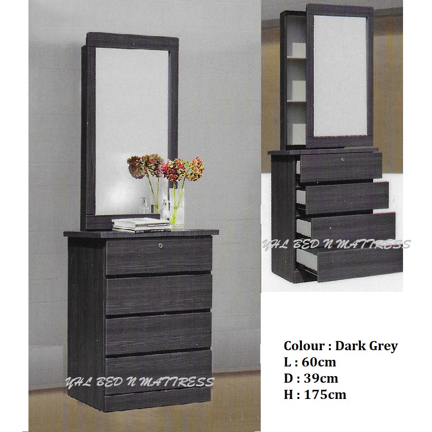 YHL Scaffy Dresser / Dressing Table With 4 Drawers And Sliding Mirror ...
