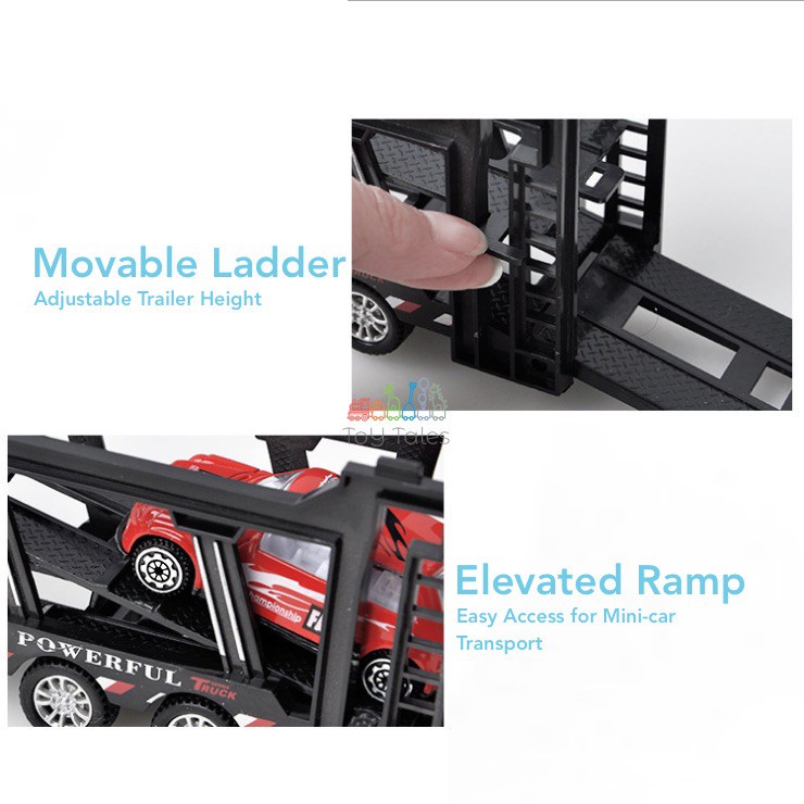 Toytales CAR CARRIER TRAILER Truck TOY Car Transporter Trailer 1:28 ...