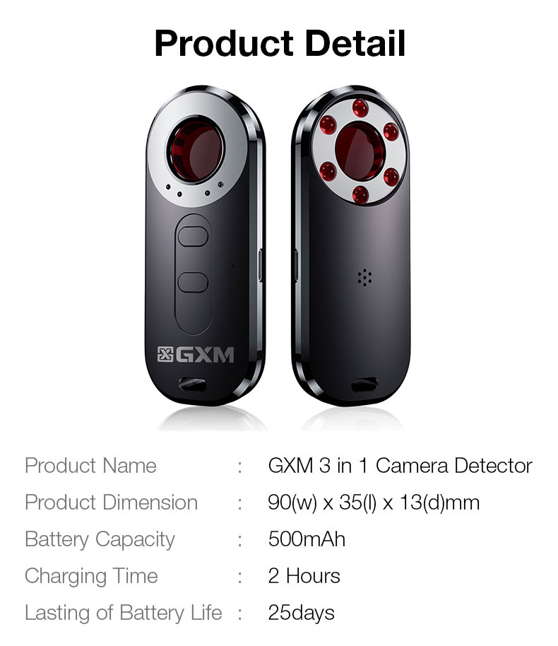 GXM AK400 3 in 1 Camera Detector Detect Hidden Spy Camera Infrared Scan ...