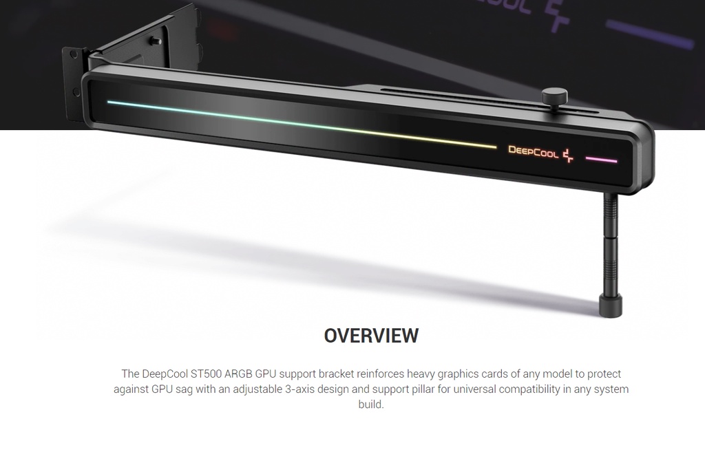 Deepcool ST500 ARGB, ARGB Horizontal GPU support Bracket with universal ...