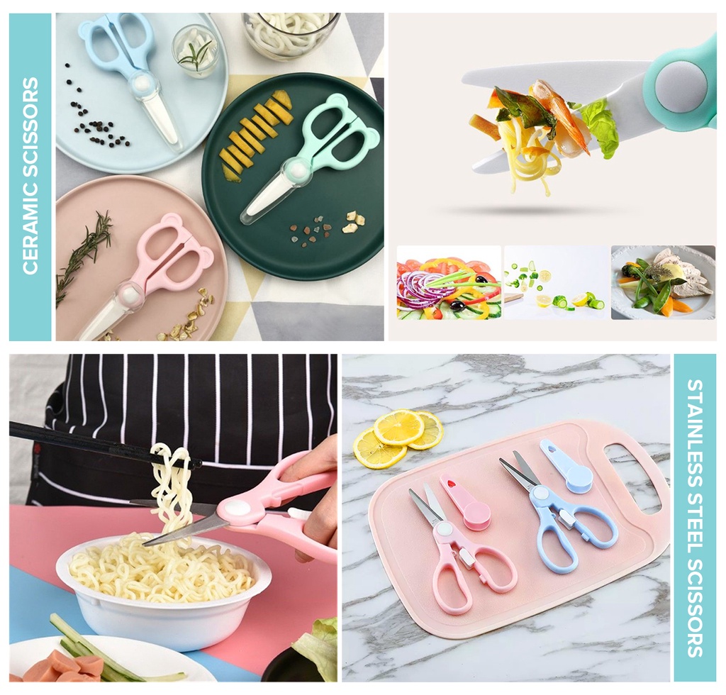 Cubble Little Bear Ceramic Food Scissors / Stainless Steel Food ...