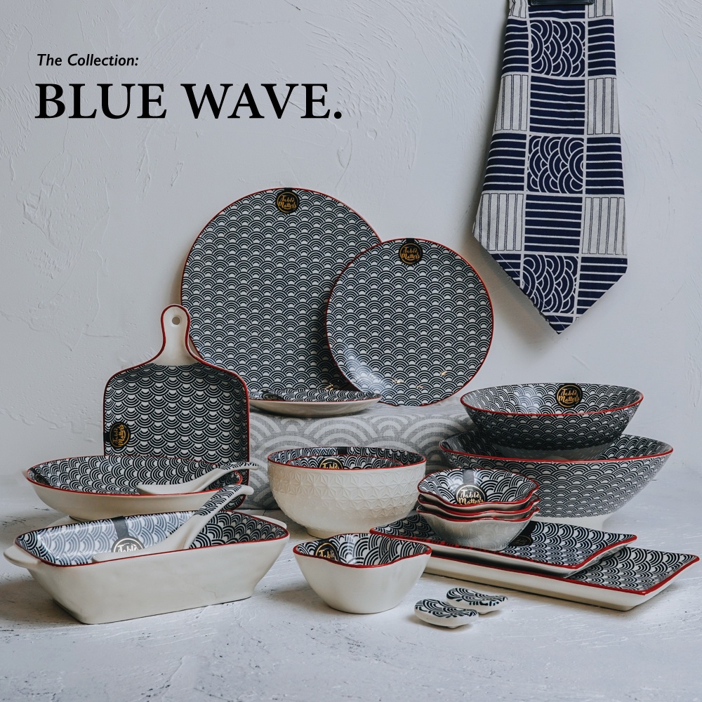 Table Matters - Blue Wave with Crisscross Red 8PCS Dining Set -Worth ...