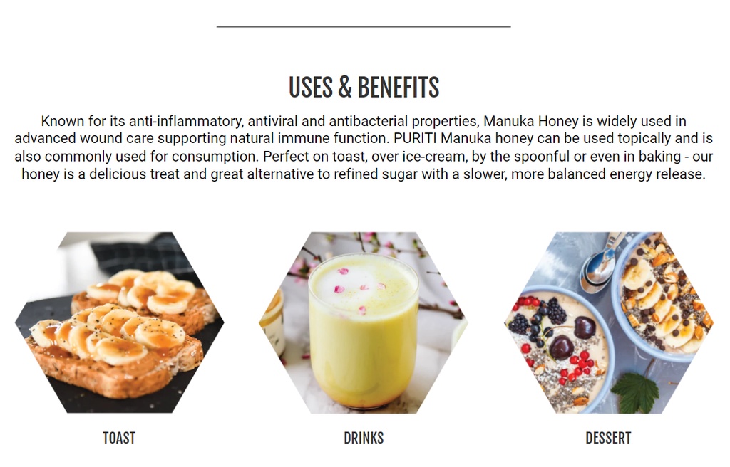 PURITI New Zealand Manuka Honey Snap Packs UMF 10+ | MGO 300 (5g x 21 ...