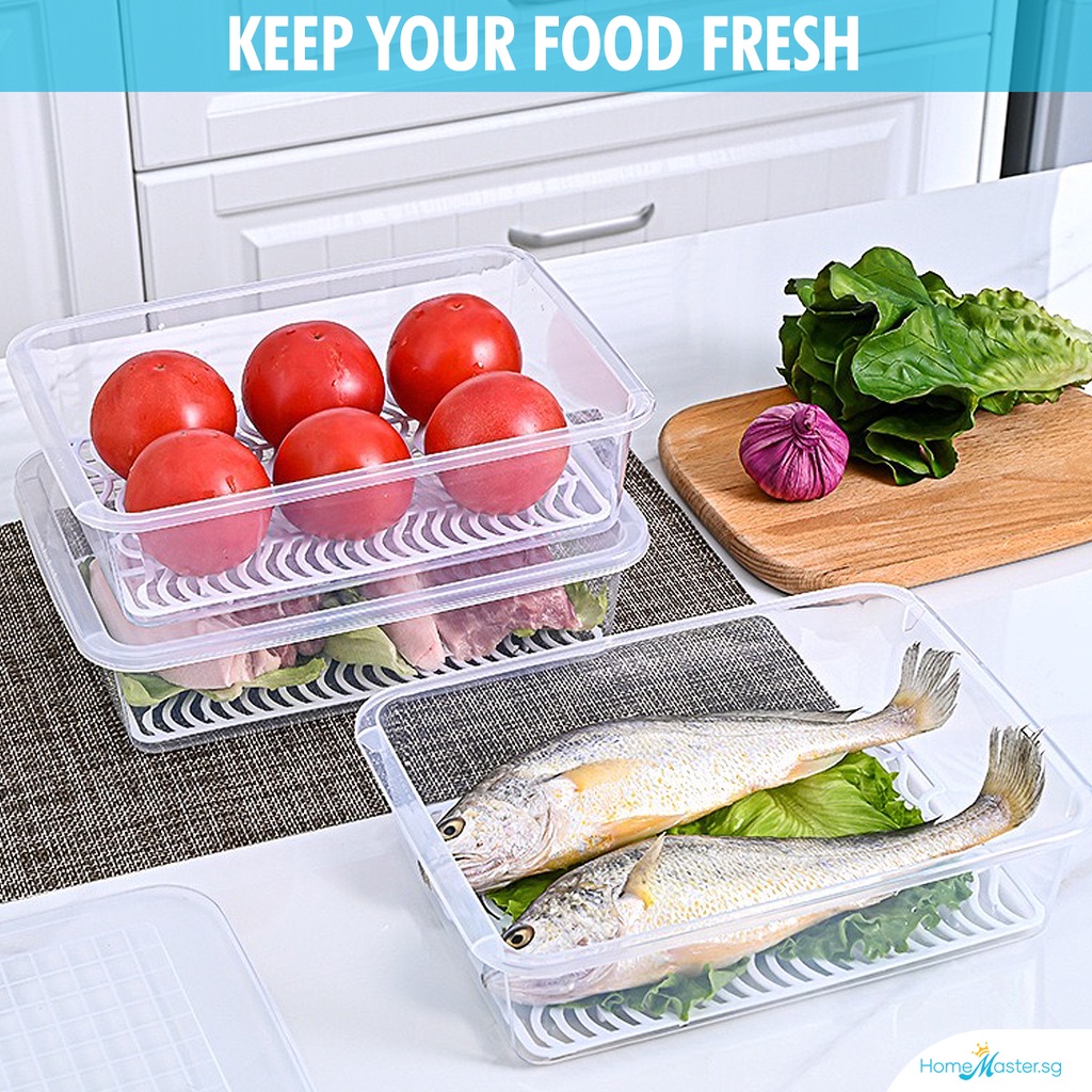 [SG Ready Stock] Food Storage Box with Drainer Tray*Refrigerator ...