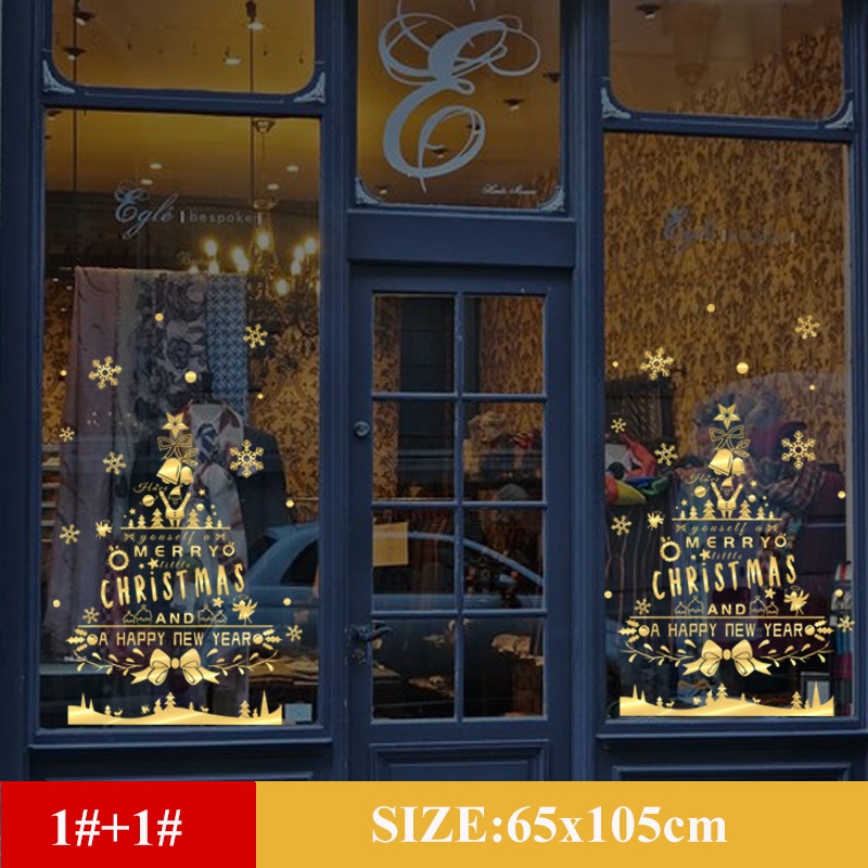 New Year Golden Wall Stickers Christmas Glass Doors and Windows ...