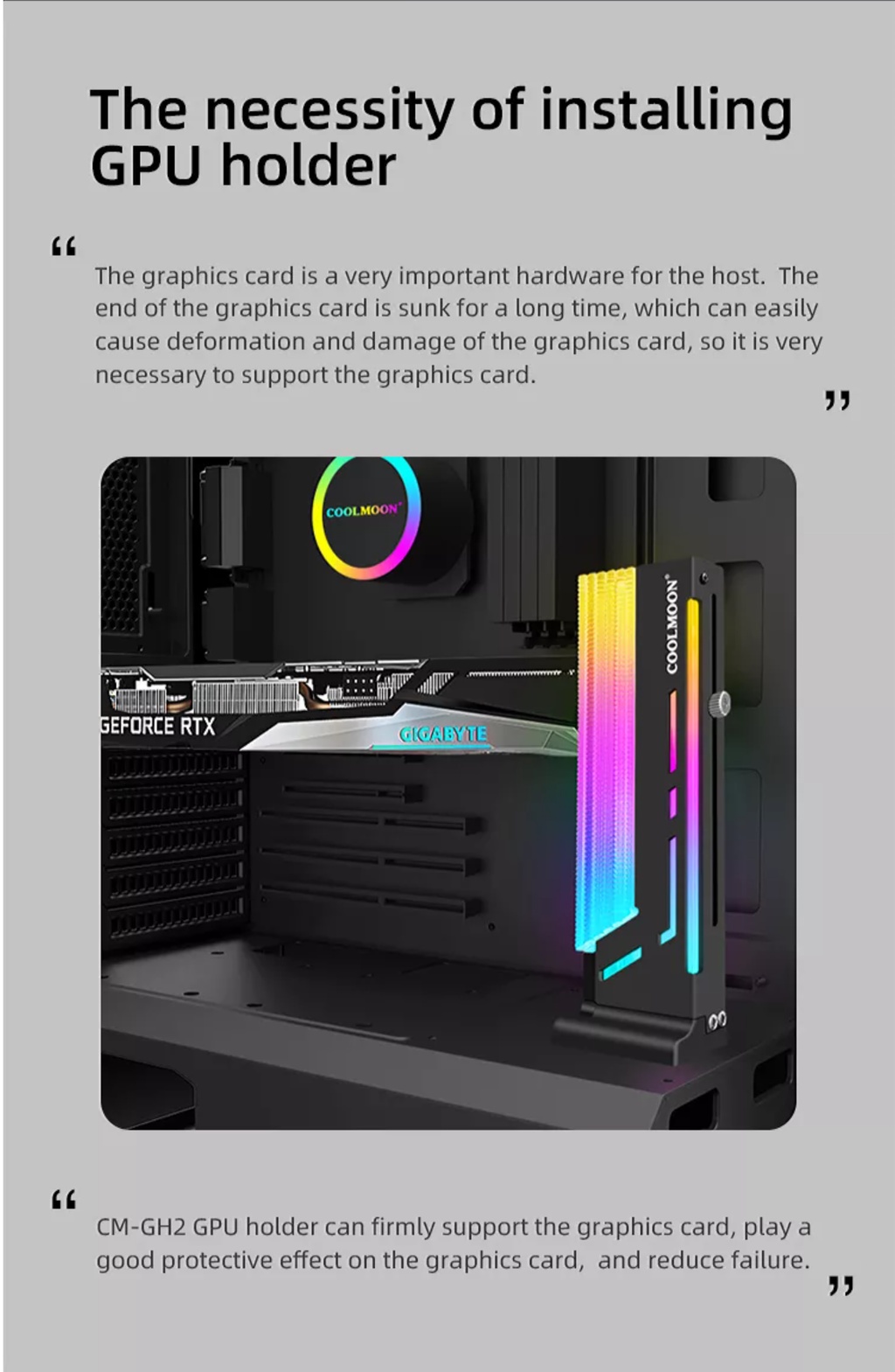 COOLMOON CM-GH2 GPU Holder GPU Stand 5V ARGB SYNC Vertical graphics ...
