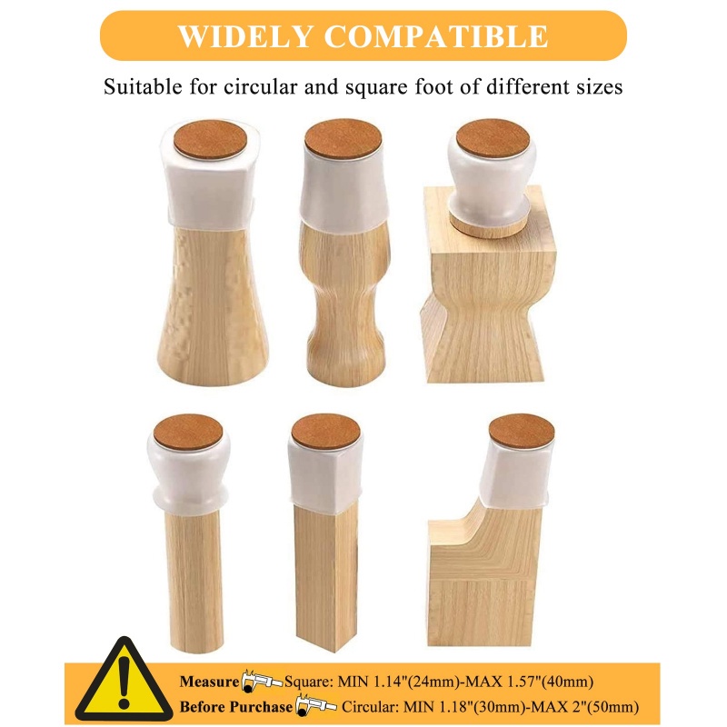 Silicone Chair Caps Table Foot Pads for Square Round Bottom Non-Slip ...