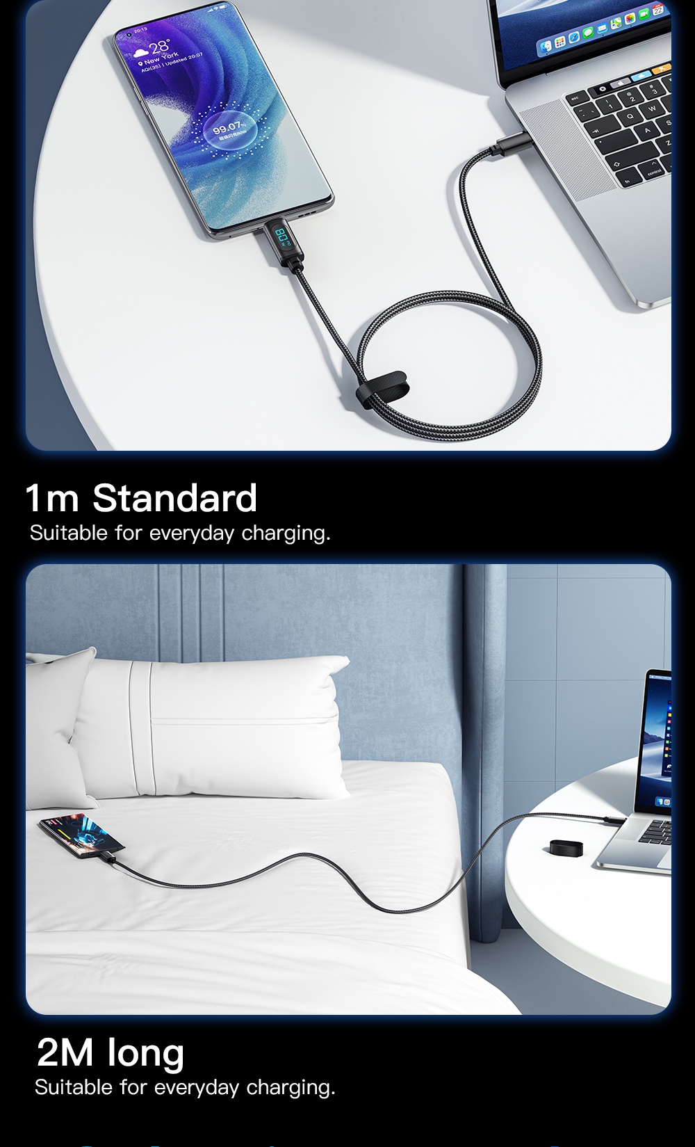 Essager 7A 100W USB to Type C Cable Digital Display QC PD Fast Charger Cable For Samsung Realme ...