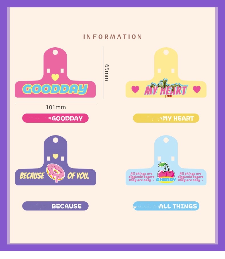 Penlab 1pcs Candy Color Magnetic Paper Clip Sweet Slogan Magnet Clamp ...