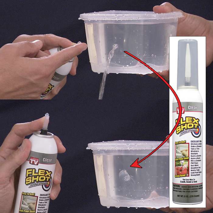 FLEX Shot Clear 8 oz - Rubber Sealant, Caulks Bond and Seal, Auto ...