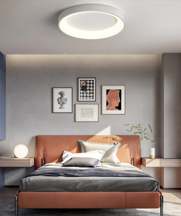 PLH Matte Aluminium Minimalist Modern Round HALO LED Ceiling Light Tri ...