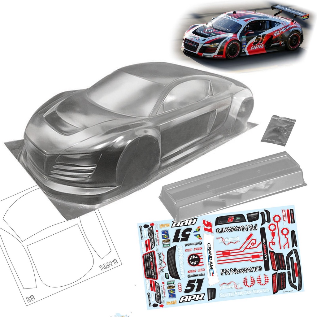 High quality Audi R8 Sport DTM 1/10 drift RC PC body shell lampshade ...