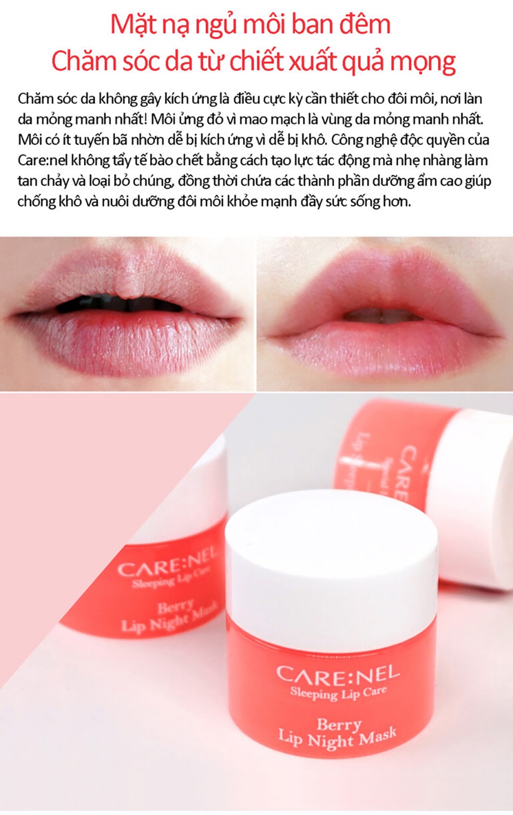 Care:nel BERRY LIP NIGHT MASK Strawberry Exfoliating LIP Sleeping MASK ...
