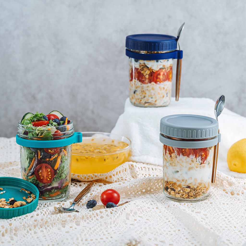 Oatmeal Cup Breakfast Coffee Cup with Lid Spoon Portable Sealed Glass ...
