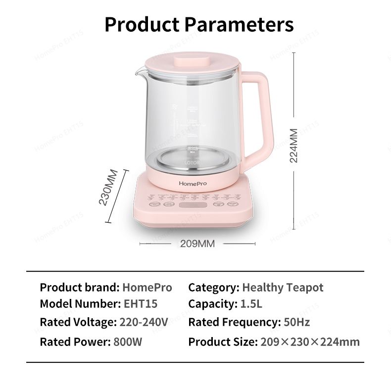 【Ready Stock · Ships in 24h】HomePro EHT15 Electric Health Teapot/Multi-function Kettle/18 Menus ...