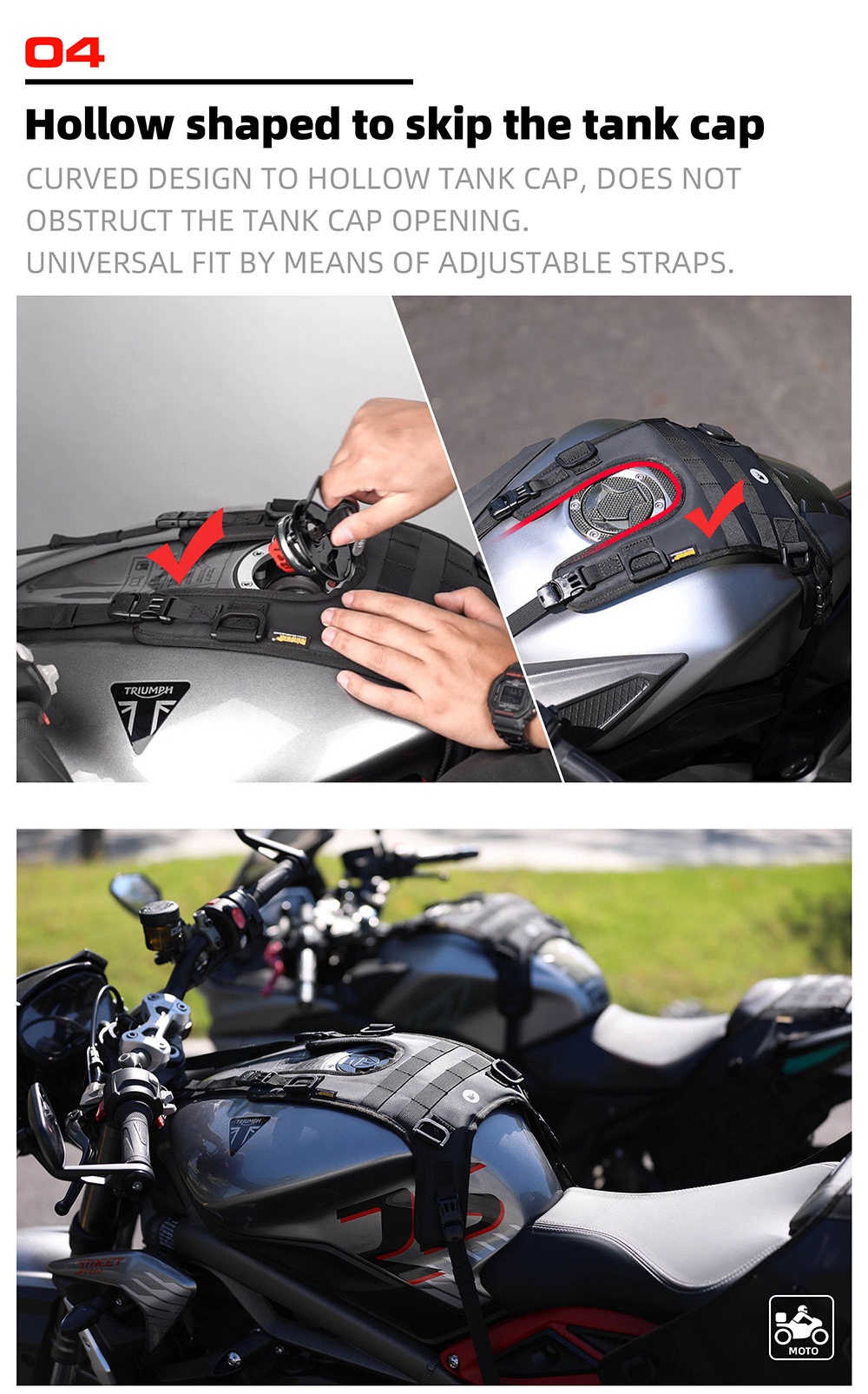 Rhinowalk Motorcycle Universal Tank Bag Base Portable Motorbike ...
