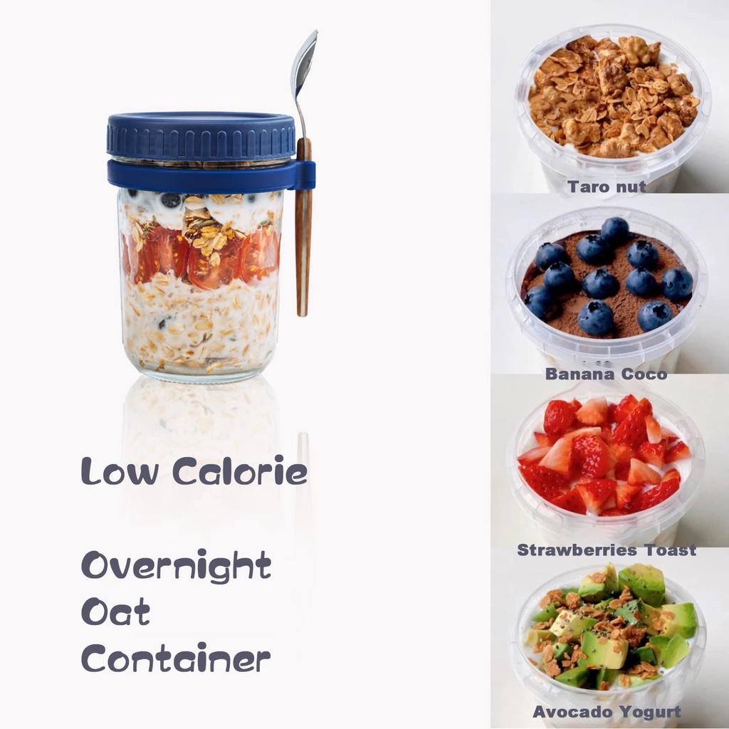 Oatmeal Cup Breakfast Coffee Cup with Lid Spoon Portable Sealed Glass ...