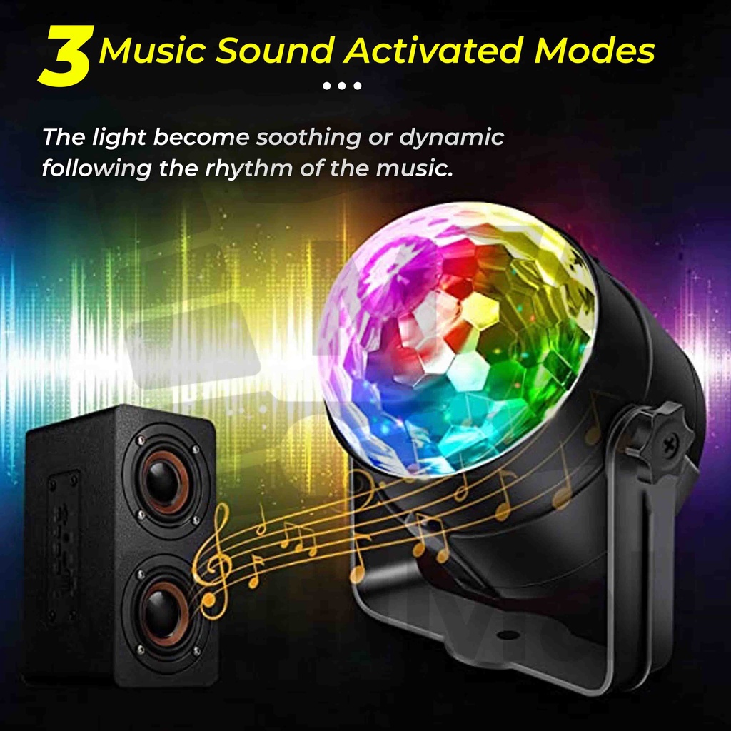 (SG Seller) Disco Light 7/15 Colours Sound Activated with Remote USB ...