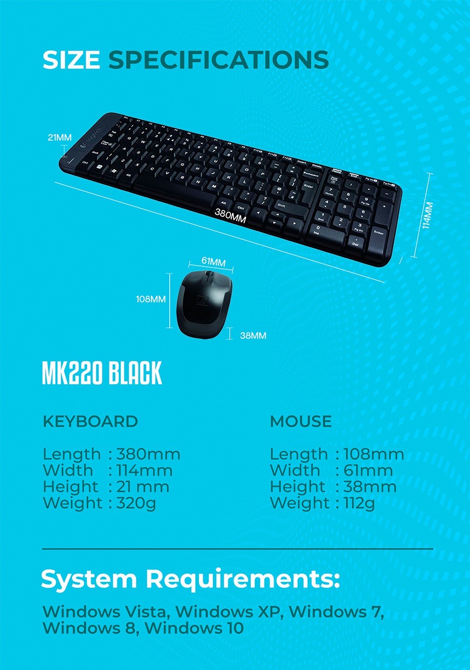 Logitech Mk220 Mk 220 Combo Set Wireless Keyboard Mouse Compact 1 Year
