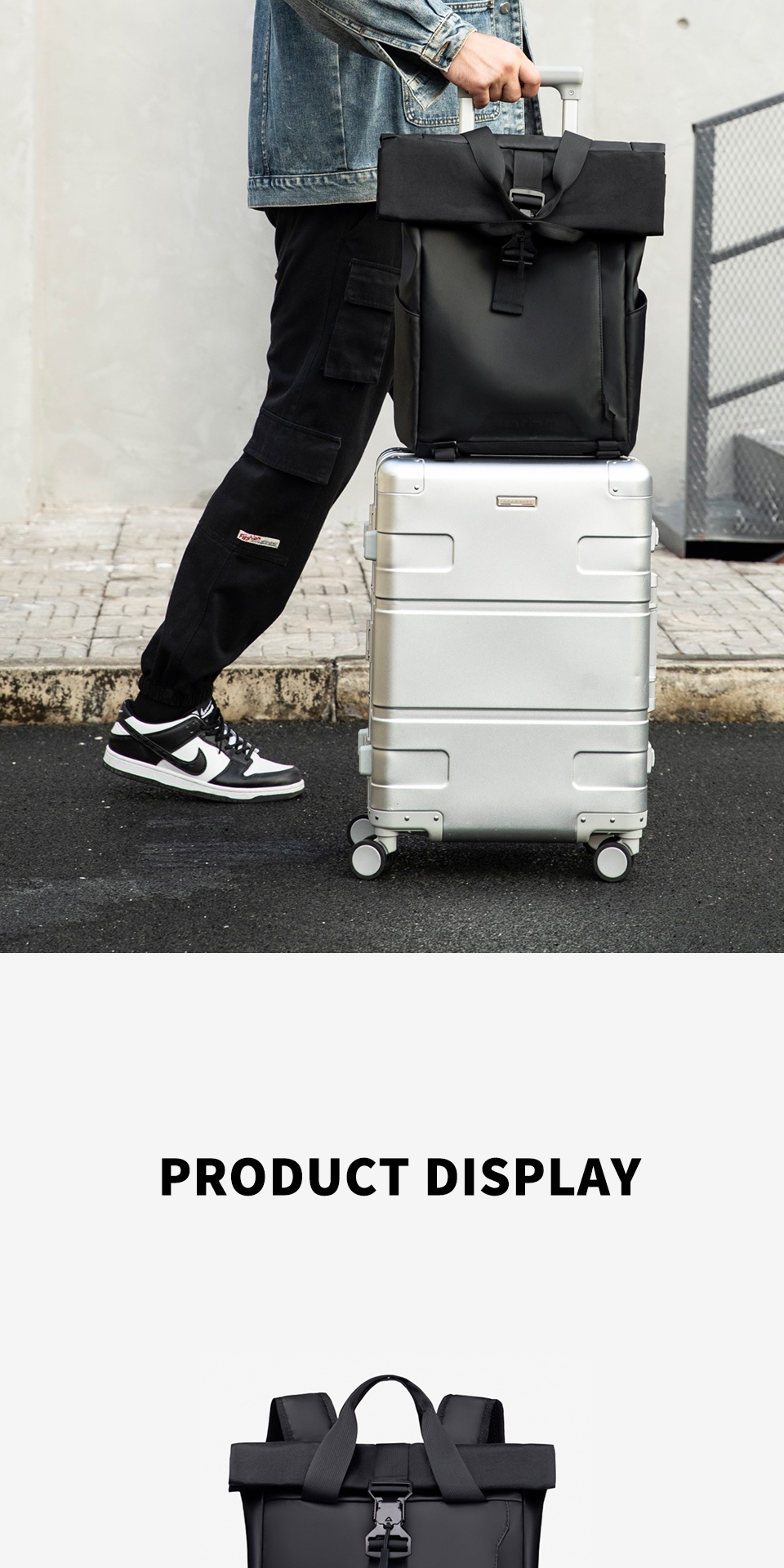 OZUKO Roll Top Outdoor Riding Waterproof Laptop Men Backpack | Shopee ...