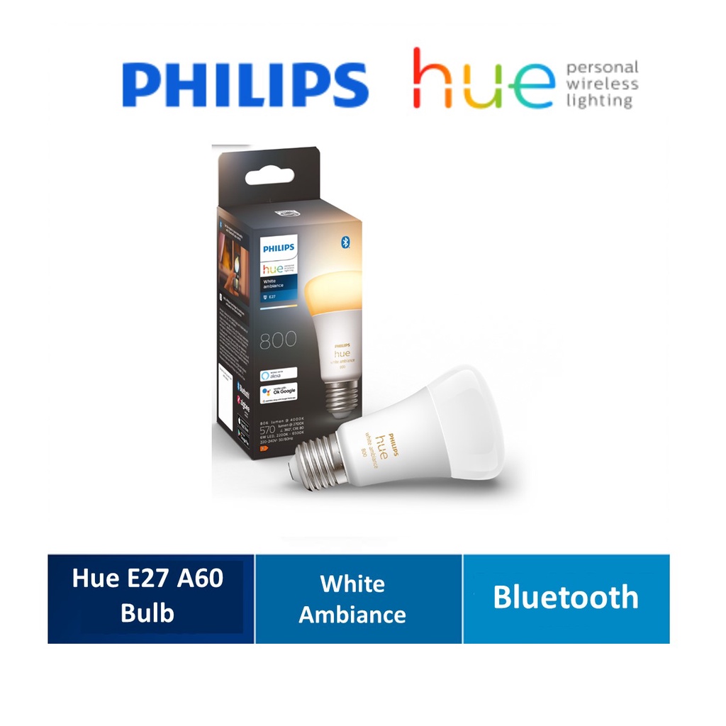 Philips Hue White Ambiance 7W E27 A60 Dimmable Smart Bulb in 800 lumens ...