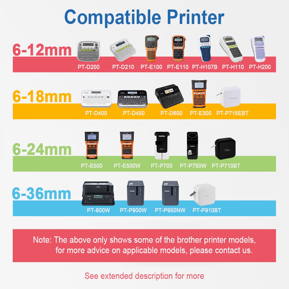 【Ready Stock】6mm 9mm 12mm Compatible Brother Label Tape brother printer ...