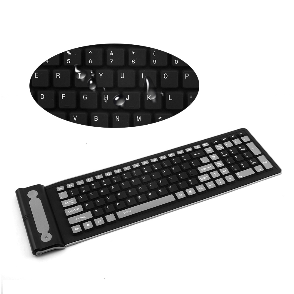 Foldable Silicone Wireless Keyboard 2.4G Usb Flexible Waterproof Slim ...