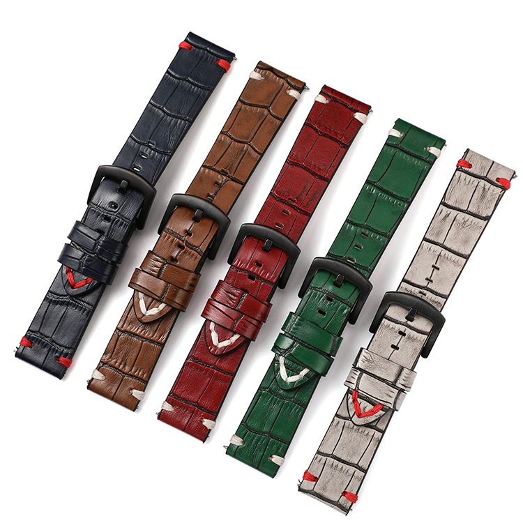 2021 Vintage Bamboo Knot Calfskin Leather Hand Stitched Watch Band 20mm ...
