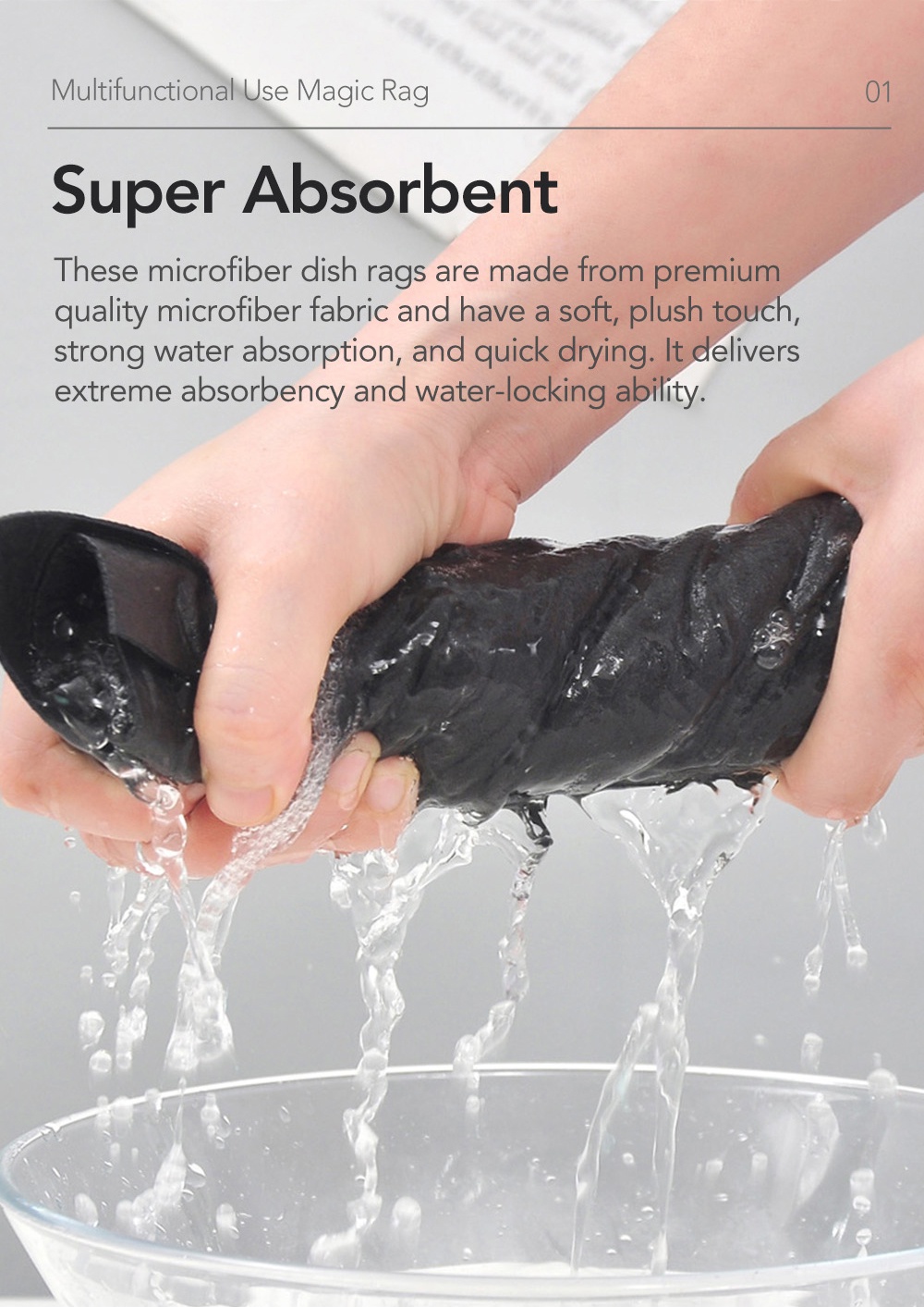 [5pcs]Super Absorbent Magic Cleaning Cloth Microfiber Lint-free Dish ...