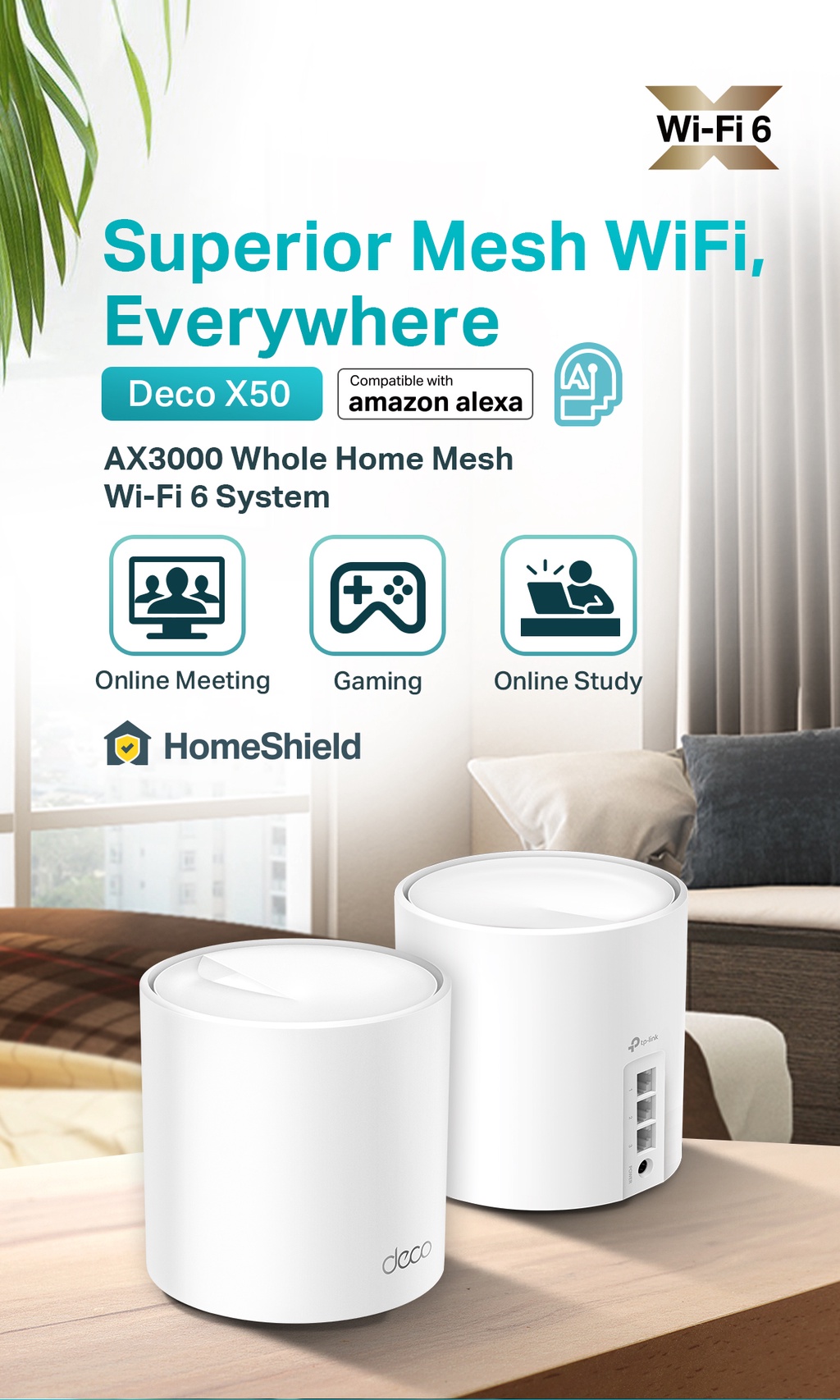 TP-Link Deco X50 (1PACK / 2PACK / 3PACK) AX3000 Whole Home AI-Driven Mesh Wi-Fi System Router ...