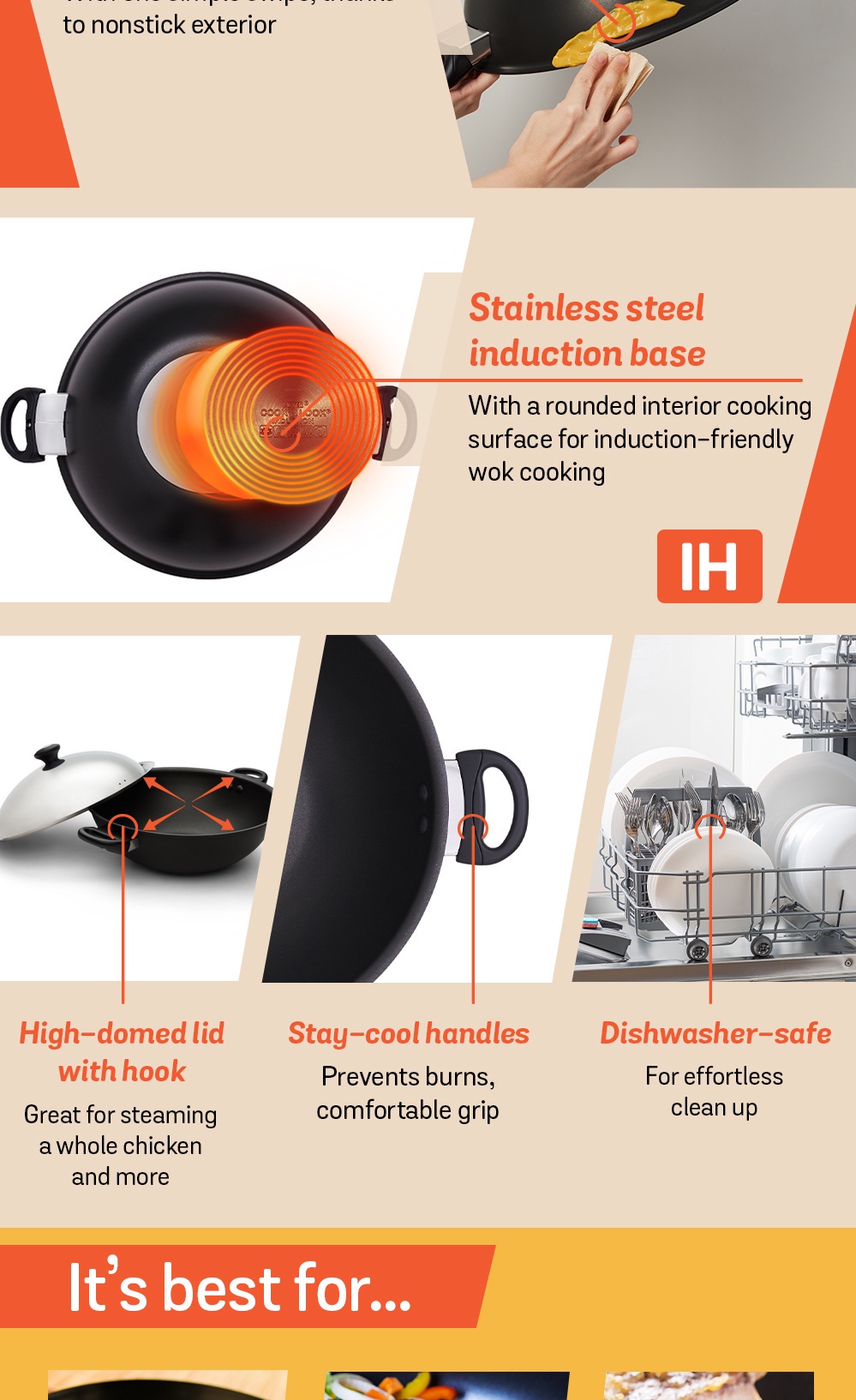 Meyer Cook N Look Series Nonstick Induction 36cm Chinese Wok | Shopee ...