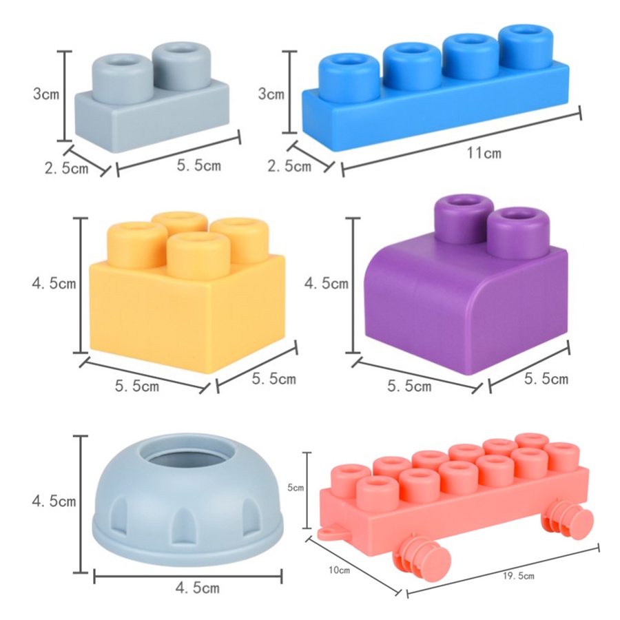 Baby 20/40/50/80 Big Soft Silicon Block Biteable Large Building Block ...