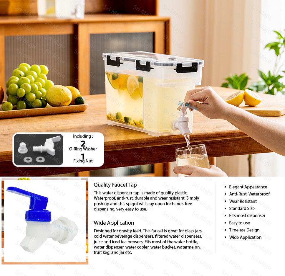 MAJU JBT-JB057 Quality Plastic Jar Bib Tap Catering Dispenser Tupperware Water Tank Faucet Tap ...