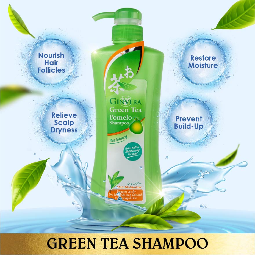 GINVERA Green Tea Pomelo Shampoo Hair Moisturizer (For Dry, Split Ends ...