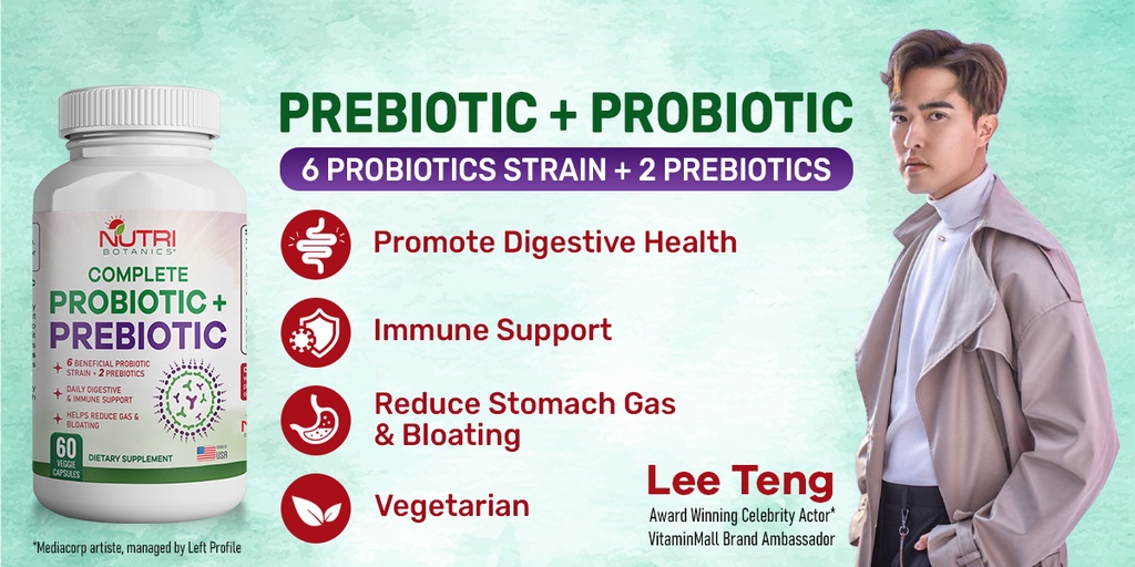 Nutri Botanics Prebiotic Probiotic Supplement - 6 Strain Probiotics ...