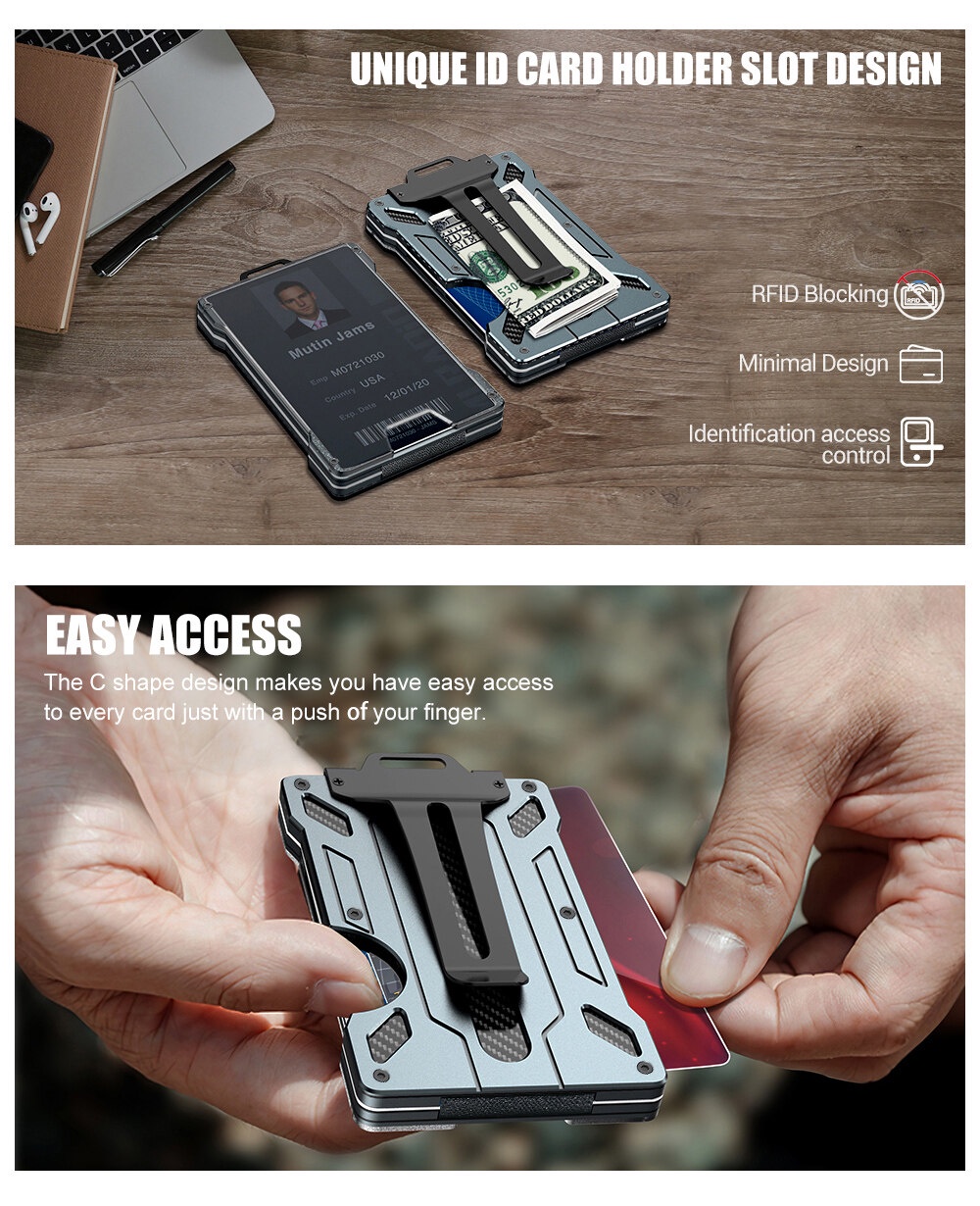 US Mechanical Style Minimalist Wallets for Men Aluminum Credit Card ...