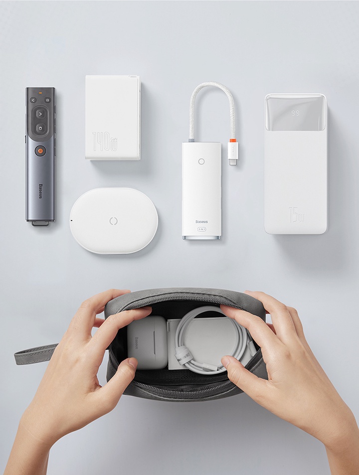 Baseus Large Capacity Storage Bag for Wired Headphones Earphone USB ...