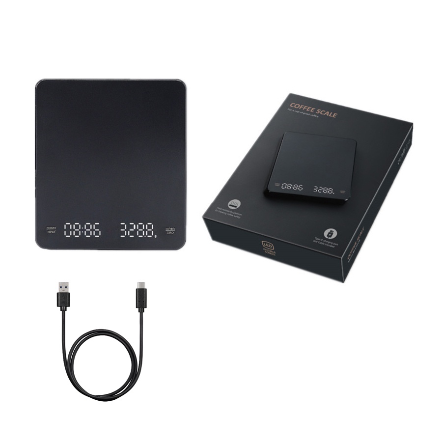 ⚡Ready Stock⚡Rechargeable Coffee Scale Auto Timer LED Display Kitchen ...
